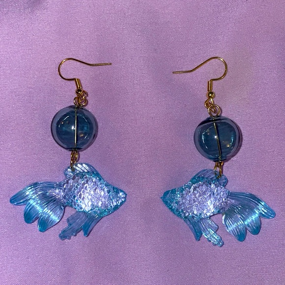 Jewelry | Blue Fish Earrings Goldfish Frutiger Aero Aquarium ...